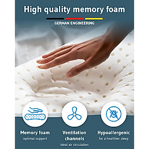 Travel Pillow VOLAR QuickDry | Memory Foam Neck Pillow | Quick Drying & Thermoregulating | Includes travel bag | Ergonomic Pillow For Sleeping on Airplane, Hotel, Camping, Couch - Designed in Germany