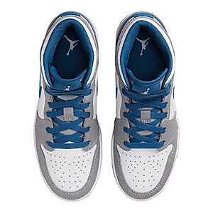 Jordan 1 Mid Grade School Big Kids Cement Grey/White-True Blue DQ8423-014 (us_Footwear_Size_System, Big_Kid, Numeric, Medium, Numeric_7)
