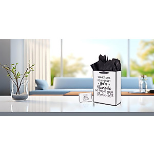 Lyforpyton Large Reminder Gift Bag with Tissue Paper 13" Black and White Gift Bag for Men Women Best Friends Coworker Birthday