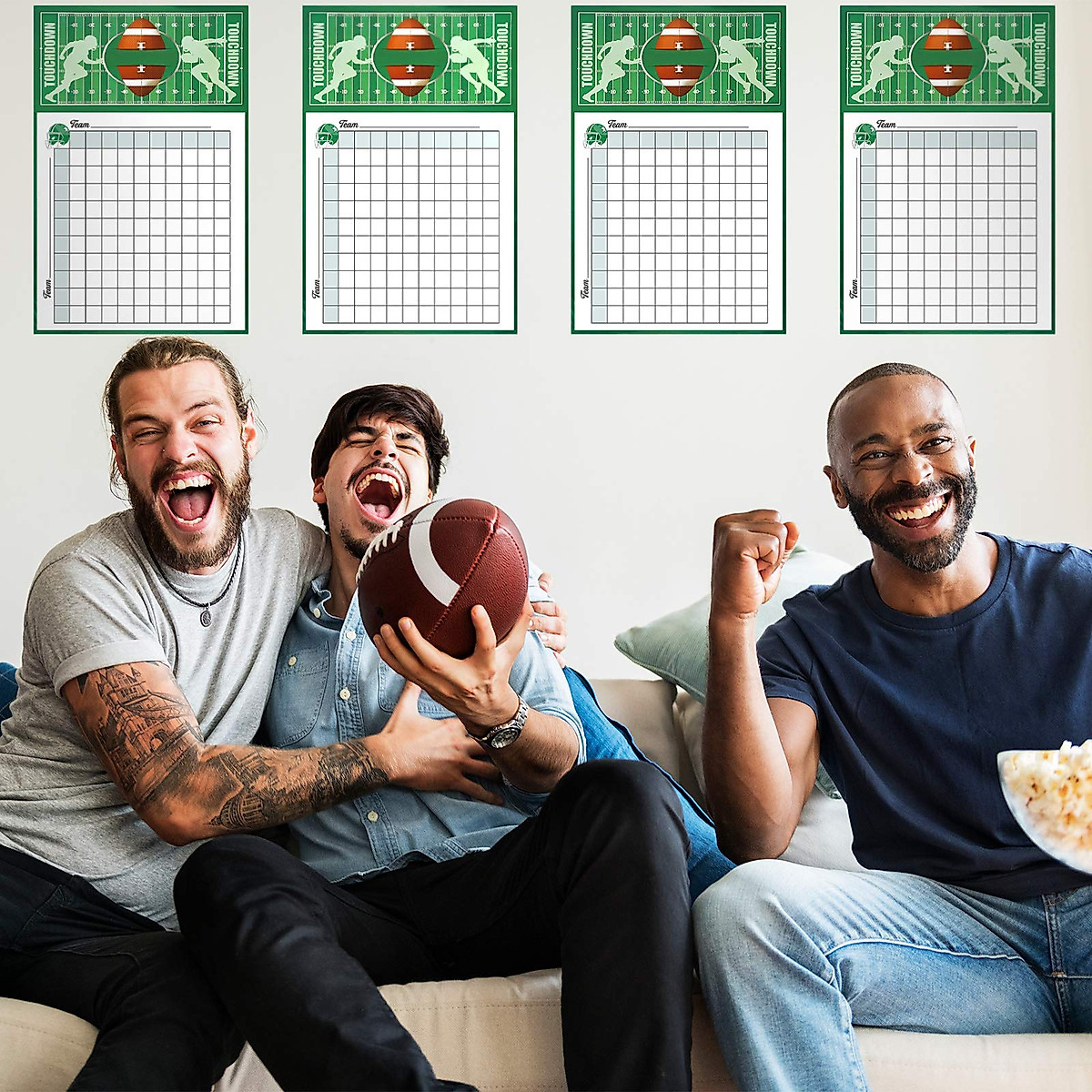 Zonon Square Game Sheet Posters Football Game Squares 100 Grids Score Record Posters Square Football Party Posters Sports Games Decorations for Football Match Party, 11 x 17 Inches (30 Pieces)