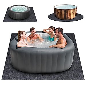 100 * 100 Inch Hot Tub Mat, Extra Large Inflatable Hot Tub Pad Outdoor Indoor, Waterproof Slip-Proof Backing, Absorbent Spa Pool Ground Base Flooring Protector Mat, Protect Hot Tub Pool from Wear