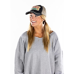 Funky Junque Distressed Baseball Cap - Beach Please Metallic (Black)