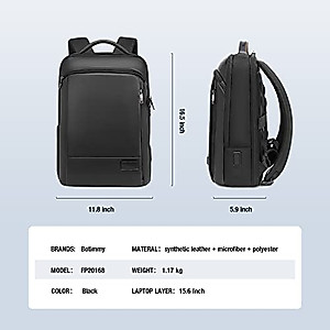 Botimmy Business Backpack for Men Multi-Functional 15.6 Inch Laptop Backpack with USB Charging Water Resistant Travel Durable Men Backpack Airline Approved Black
