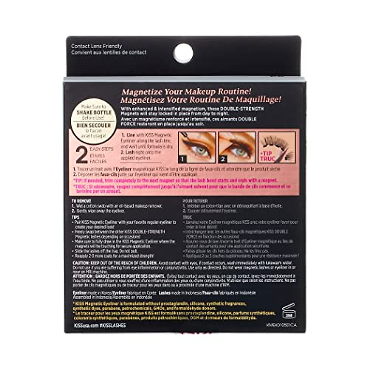 KISS Magnetic False Eyelashes, Lure', 12 mm, Includes 1 Pair Of Magnetic Lashes, Magnetic Lash Eyeliner, Contact Lens Friendly, Easy to Apply, Reusable Strip Lashes