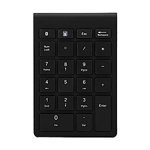 22 Keys Wireless Numeric Keypad Portable Mini Keyboard Number Pad Ultrathin Numeric Keyboard Numpad for Laptop Desktop Computer PC (Black)