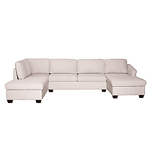 Merax Modern Large U-Shape Sectional Sofa Set, Double Extra Wide Chaise Lounge Couch for Living Room Apartment, Office, 116.9 inch Length, Beige