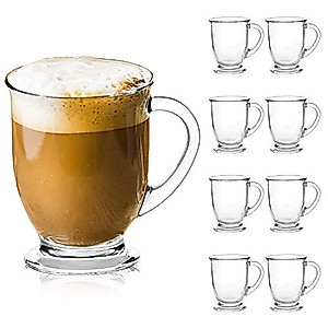 QAPPDA Glass Mugs, Clear Coffee Mugs With Handle 15 oz,Tea Mugs 450ml,Beer Glasses With Handle,Glass Cup Drinkware For Beverage,Juice,Latte Cups Cappuccino Mugs Beer Mug Water Cups Sets of 8 KTZB107…