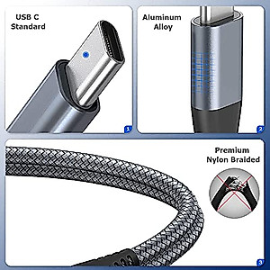 USB C to USB C Cable 6ft 60w, 3Pack USB C Cable, PD Type C Charging Cable Fast Charging Compatible with MacBook Pro 2020, iPad Pro, iPad Air 4, Galaxy S20, Switch, Pixel, LG and Other USB C Charger