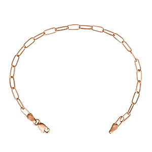 LoveBling 14k Rose Gold 3mm Paper Clip Link Bracelet (7.5")