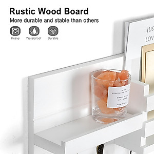 Lwenki Mail Organizer for Wall Mount – Key Holder with Shelf includes Letter Holder and Hooks for Coats, Dog Leashes – Rustic Wood with Flush Mounting Hardware (16.5” x 8.7” x 3.5”)