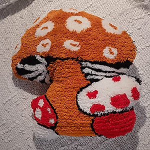 Lunar Sol Mushroom Pillow Boho Throw Pillow - Cute Stuff Soft Plushie Squishy Stuffed Pillows Aesthetic Indie Hippie Decor & Accessories for Bed, Car, Home - Fun Mushroom Decorations, 15" x 17"