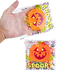 JOYIN 150 Pcs Halloween Cellophane Treat Bags, Halloween Clear Self Adhesive Cookie Bags Mini Candy Bags for Trick or Treat, Double Sided Halloween Bags for Kids Halloween Party Favor Supplies