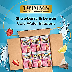 Twinings Cold Infuse Flavored Water Enhancer, Strawberry & Lemon, 12 Count (Pack of 6), Enjoy Hot or Iced