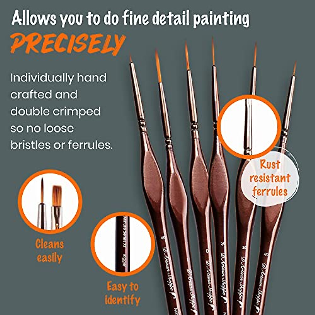 Miniature Paint Brushes Art. Minute Series XII 12pc Fine Detail Paint Brush Set for Model Miniature Painting Kit. Fine Point Small Artist Brushes for Acrylic Painting Oil Watercolor Warhammer 40K