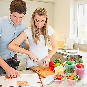 Deli Containers with Lids 48 Sets (8, 16, 32 oz 16 Each) - Clear Soup Containers Plastic Quart Containers with Lids, Pint Take out Containers Leakproof, BPA Free, Dishwasher/Microwave/Freezer Safe