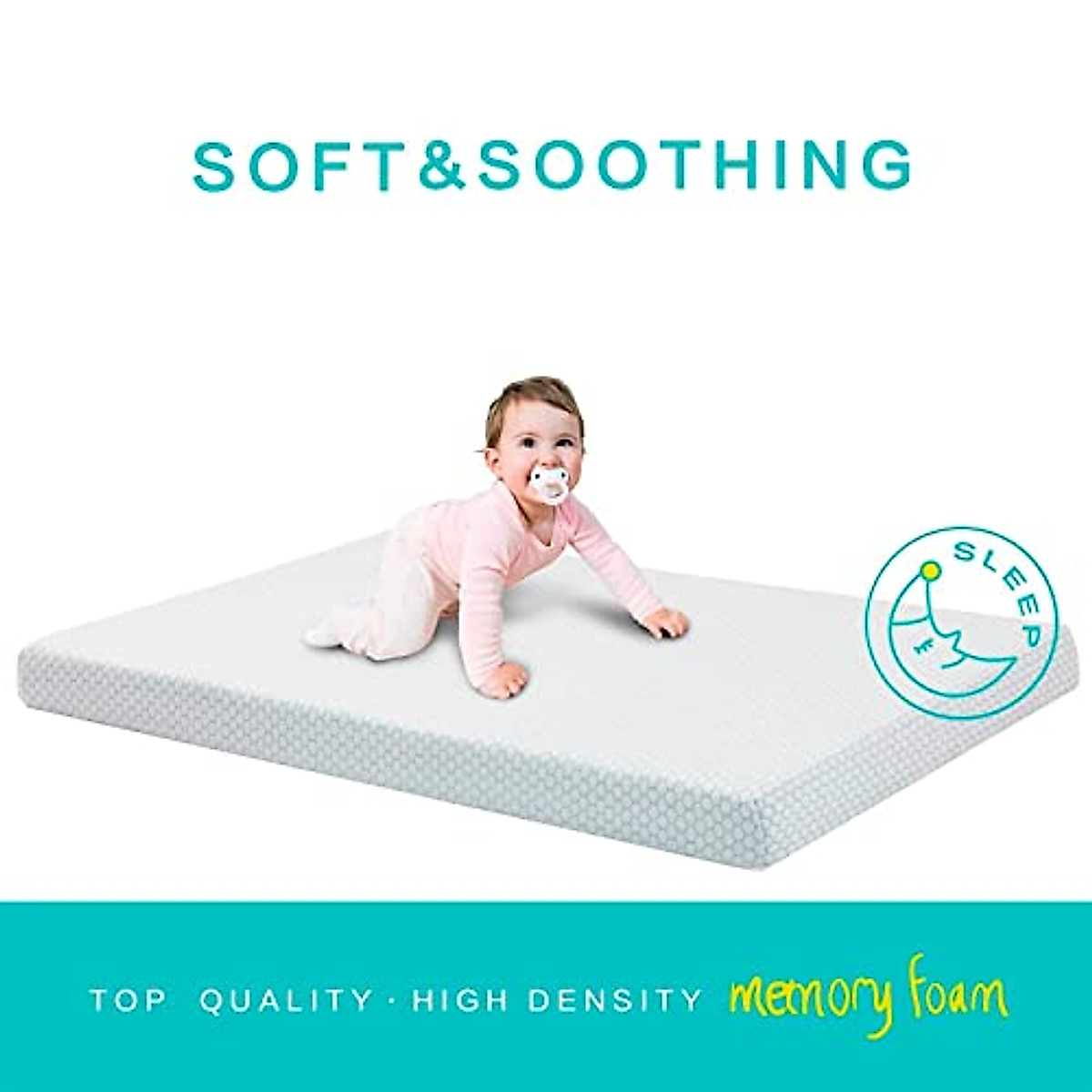 Hush Hutting Pack and Play Mattress, Portable Mattresses Topper, Memory Foam Mattress with Removable Cover, Quiet and Odorless Playard Mattress Fits Pack N Play, 38"x26"x3"