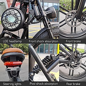 BreezeRider 20" Fat Tire Electric Bike for Adults 750W Brushless Motor 48V 15AH Removable Battery Ebike Commuter Electric Mountain Bike 7-Speed Dual Suspension