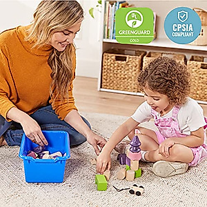 ECR4Kids Scoop Front Storage Bin, Multipurpose Organization, Blue, 5-Piece