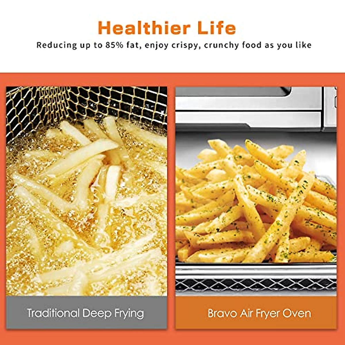 Nuwave Bravo Air Fryer Toaster Oven Combo, 12-in-1 Smart Convection Ovens Countertop 30QT with Integrated Digital Temperature Probe, Tray, Basket, Fry Rack and Recipes