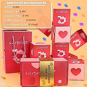 BABORUI Surprise Gift Box Explosion for Money, Exploding Surprise Box Gift Box with Confetti, Cash Explosion Gift Box for Birthday Anniversary Valentine Proposal