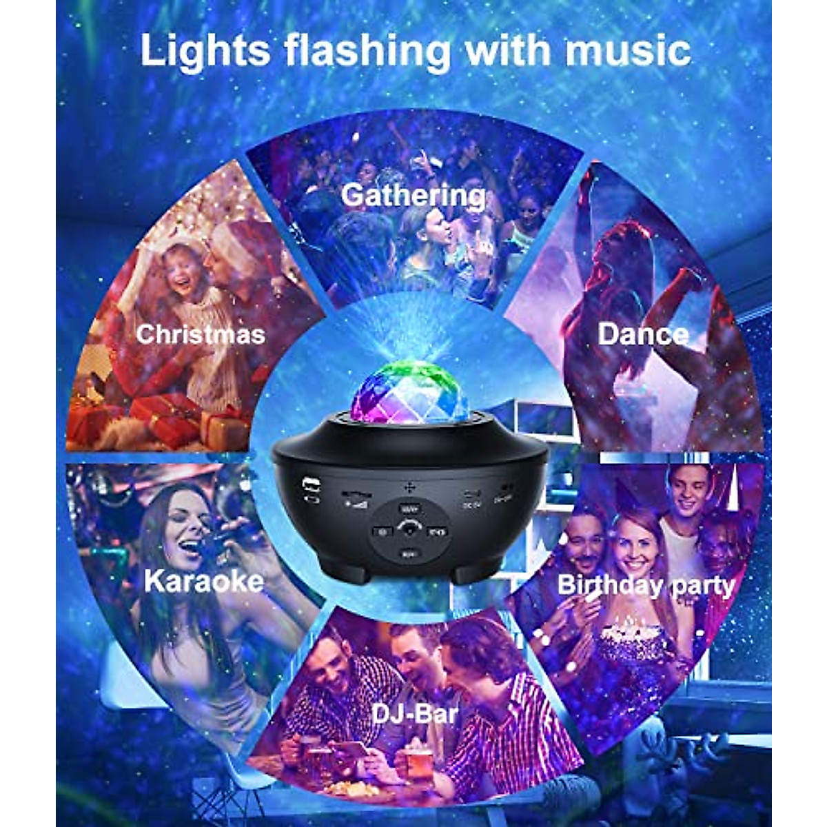 Galaxy Projector Star Projector, Water Wave and Star Effects, APP Control, Speaker, Remote Control, Party、Room Decoration Lights for Kids and Adults