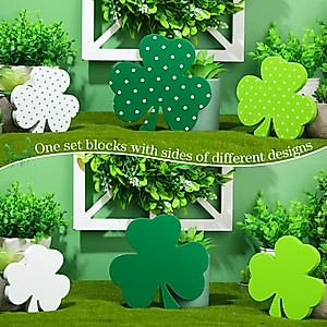 3 Pieces St Patricks Day Table Wooden Signs Shamrocks Wooden Sign Irish Themed Freestanding Table Decorations for Desk Office Home Party Decoration Tray Decor (Lovely Style)