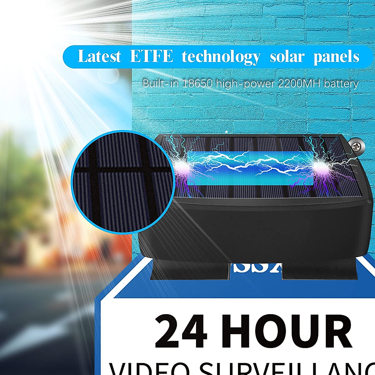 OOSSXX Solar Power Deck LED Light Clip-On Yard Security Sign Spotlight (Large Capacity Battery, Max14 Hours Working)