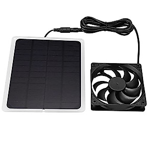 ZUZZEE 10W Solar Panel Exhaust Fan Kit, USB Portable Solar Powered Fan Outdoor IP65 Waterproof Fan for Chicken House Greenhouse Pet Houses Camping Cooling