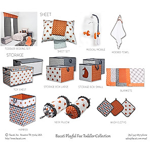 Bacati - Playful Foxes Orange/Grey Crib/Toddler Bed Skirt Dust Ruffle (Orange Arrows Print)