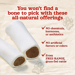 Natural Farm Peanut Butter Flavor Filled Dog Bones (5-6 Inch, 3 Pack), Limited Ingredient Stuffed Dental Dog Bone Treats for Small, Medium and Large Dogs