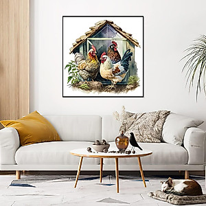 Stalente Diamond Painting Kits for Adults, Rooster 5D DIY Diamond Art Kits for Beginners Round Full Drill Diamond Painting for Home Wall Decoration Gift 12×12inch, Chicken