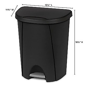 STERILITE 1094901094900404 BLK Step Can, 6.6 Gallon, Black