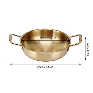 Portable Stainless Steel Noodle Pot for Cooking Ramen, Lightweight Korean Ramen Pot for Gas Stove, Induction Stove - Gold (Inner diameter 26cm)