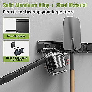 Housolution Heavy Duty Tool Storage Rack 48 Inch Garage Tool Organizer Storage System Max 264 lbs, 3 Rails with 6 Adjustable Wall Hooks, Tool Holder Wall Mount for Warehouse, Basement, Workshop