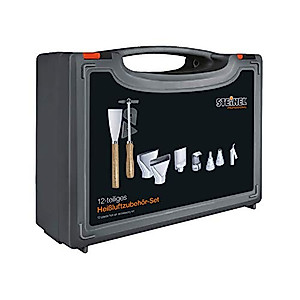 Steinel Hot Air Accessory Set in Case, 12-Piece, Pluggable Nozzles, Paint Scraper, for Renovating and Repairing