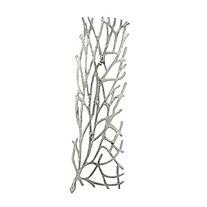 Deco 79 Aluminum Coral Inspired Wall Decor, Set of 2 10"W, 34"H, Silver