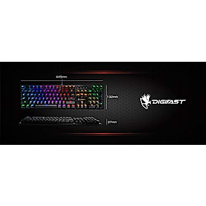 Digifast LK32 Mechanical Gaming Keyboard | RGB Backlit Gaming Keyboard - Optical Linear Switches - 100 Million Durability | Customizable Color | Textured Surface | Water-Resistant Design (Black)