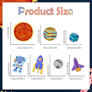 Planets in Space Wall Stickers, Solar System Wall Decals for Boys, Spaceship Stars Nursery Bedroom Playroom Wall Decor, Space Explorer Peel & Stick Wall Mural for Kids Toddler Classroom Decoration