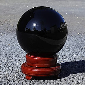 LONGWIN 150mm(5.9 inch) Big Divination Black Crystal Ball for Witchcraft Obsidian Healing Crystals Home Decorations Meditation Ornaments