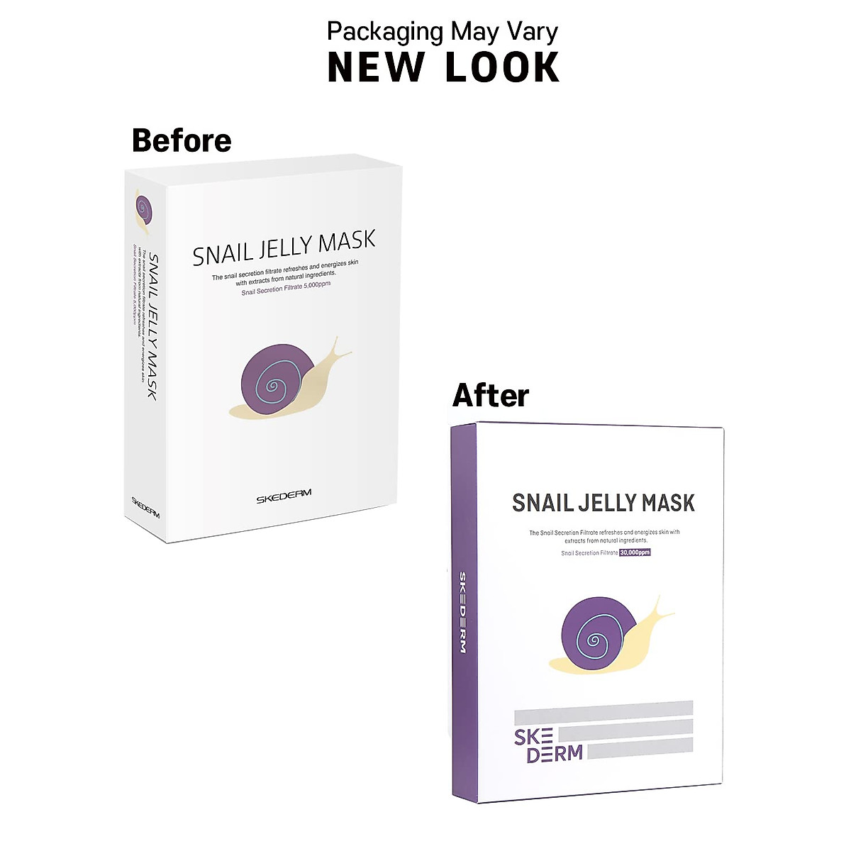 SKEDERM Korean Face Mask Snail Jelly Sheet Mask 10 Sheets Hydrating Sheet Mask Anti-Wrinkle Korean Skin Care Anti-Aging Sheets Pack Moisturizing Snail Secretion Filtrate 30,000ppm