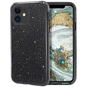 MILPROX Case Compatible for iPhone 11, Bling Sparkly Glitter Luxury Shiny Sparker Shell, Protective 3 Layer Hybrid Anti-Slick Slim Soft Cover for iPhone 11 6.1 inch (2019)-Black