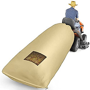 WHXHJ Tractor Leaf Bag Wear-Resistant Oversized, Garden Leaf Bag 80 × 51 Inch, 420D Oxford Cloth Wear-Resistant Lawn Mower Grass Catcher Bag for All Lawn Mower Tractor,Beige
