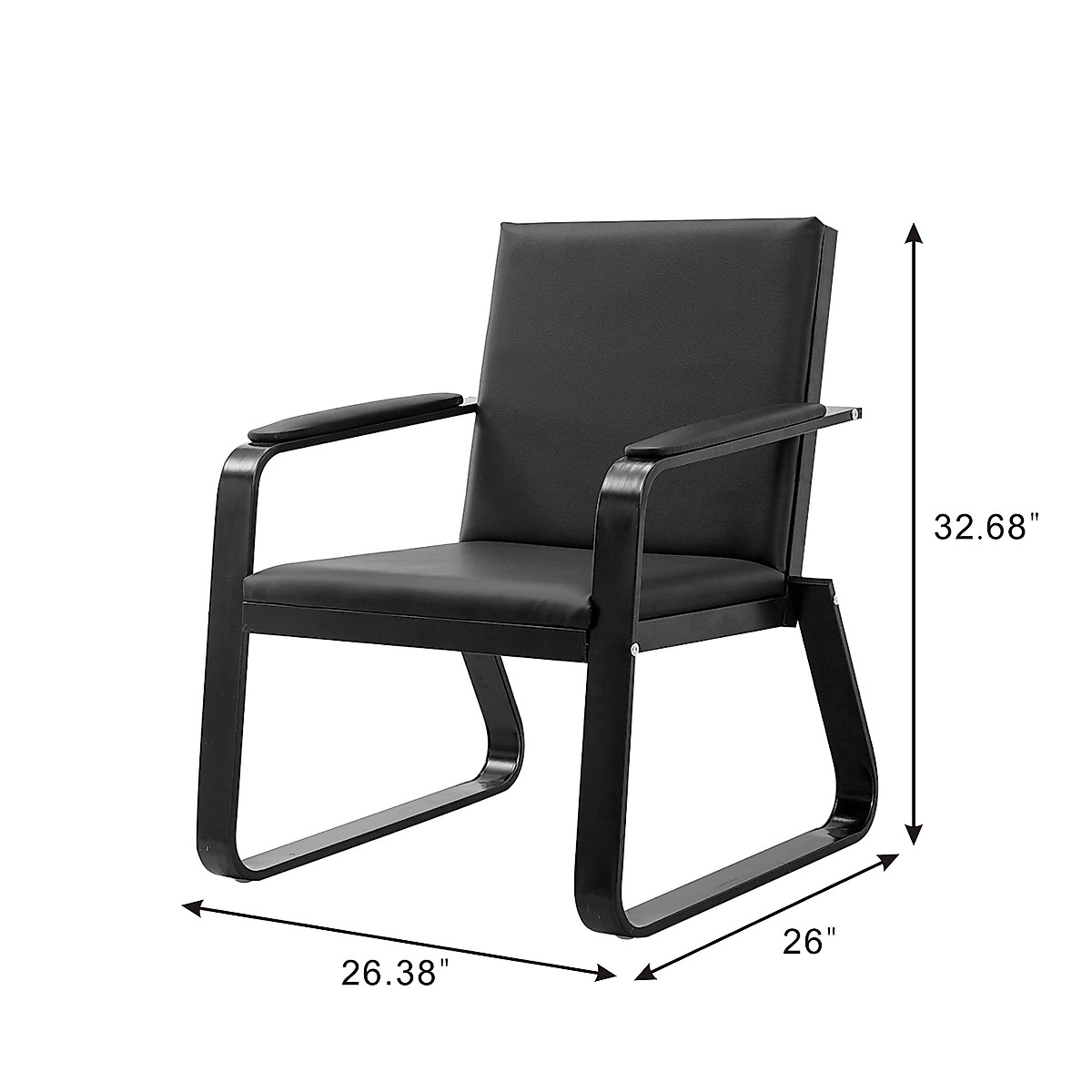 walnest 3PCS 5 Seats Office Reception Chair Set PU Leather Waiting Room Bench Visitor Guest Sofa Airport Clinic 2x1-seat and 1x3-seat
