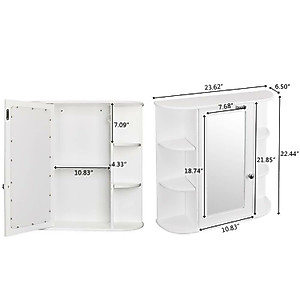 Home Bathroom Wall Mount Cabinet Storage Shelf Over Toilet w/Mirror Door