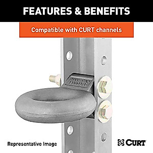 CURT 48601 Black Steel Pintle Hitch Lunette Ring 3-Inch ID, 12,000 lbs, Channel Mount Required, Gloss Black
