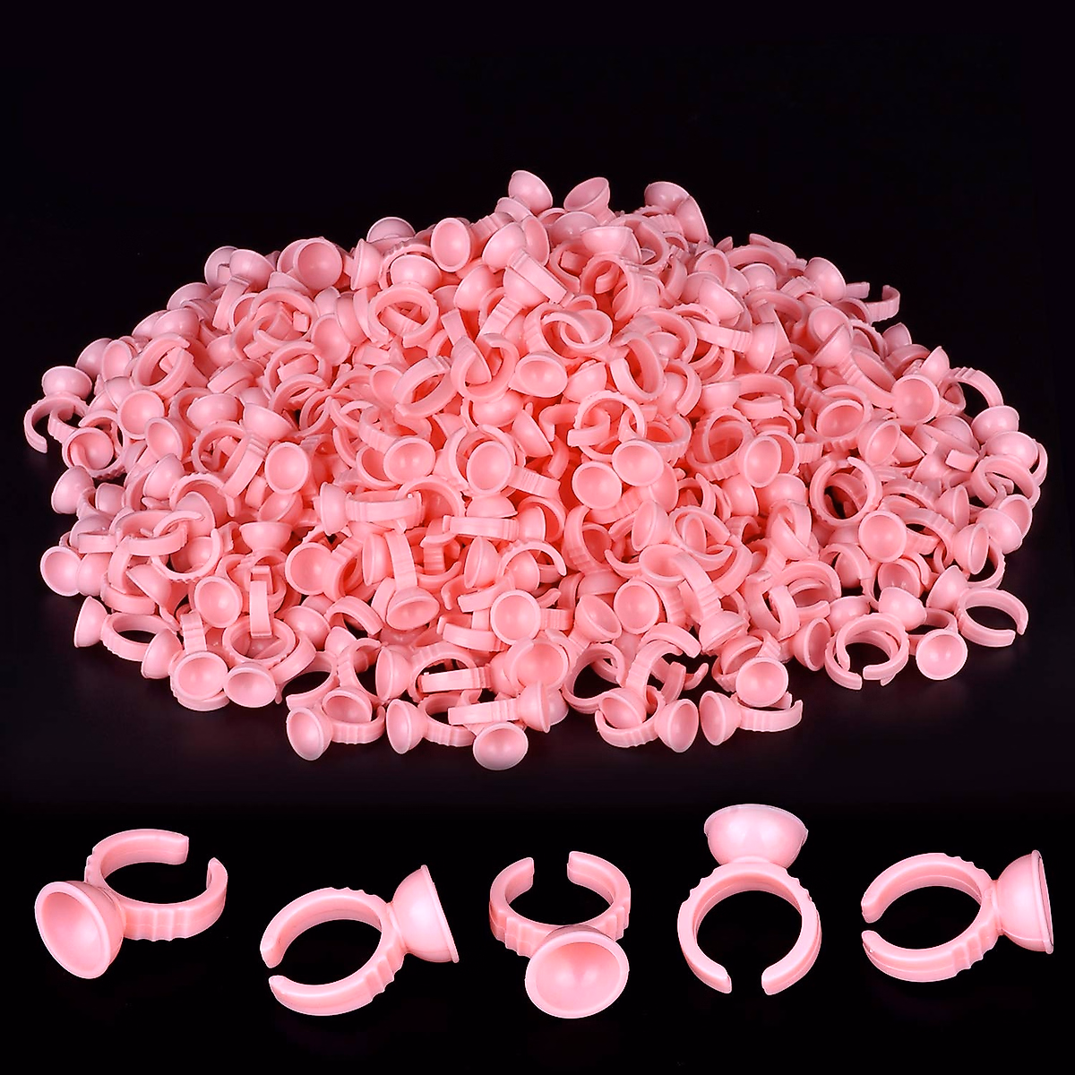 MEKK Glue Rings Glue Rings for Eyelash Extensions 300PCS Pink Lash Extension Supplies Eyelash Glue Rings Disposable Pigment Rings for Eyelash Extension Nail Art