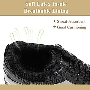 EETTARO Women's Wedge Platform Fashion Sneakers Ladies Lace Up High Heel Lightweight Walking Shoes(Black PU V1, Numeric_7)