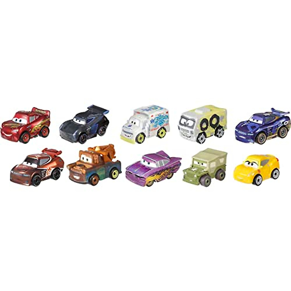 Mattel Disney Cars Toys Mini Racers Set of 10 Mini Toy Cars & Trucks, Collectibles Inspired by Disney Movies [Styles May Vary] (Amazon Exclusive)