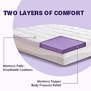 BDEUS Dual Layer 4 Inch Memory Foam Mattress Topper Queen Size, 2 Inch Gel Memory Foam Plus 2 Inch Down Alternative Quilted Pillow Top Cover