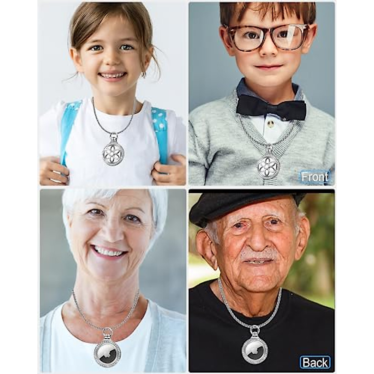 DEERLET Airtag Necklace for Adults,Metal Jewelry Badge airtag Necklace Kids,Airtag Watch Necklace for Kids Boys Women,25in Adjustable Alloy Necklace with airtag Holder Compatible Apple air tag